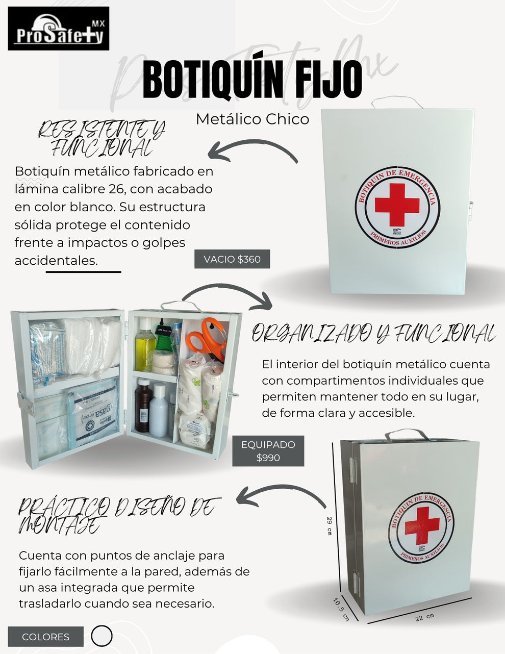 Botiquín Primeros Auxilios Caja Metálica – ProSafety Mx